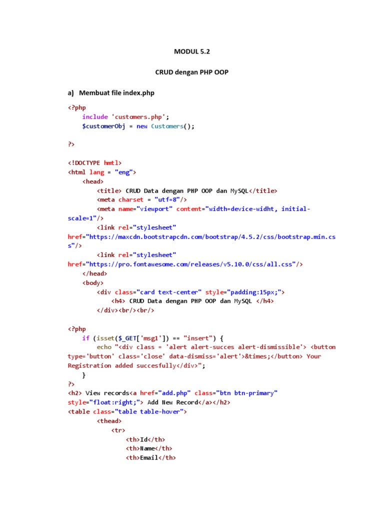 PHP OOP CRUD Guide for Developers | PDF | Computer Programming | Software Engineering