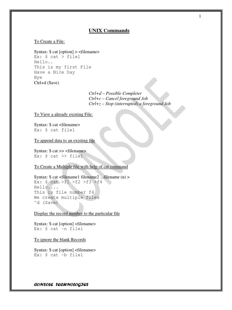 Unix Commands Ctrld Possible Completer Ctrlc Cancel Foreground