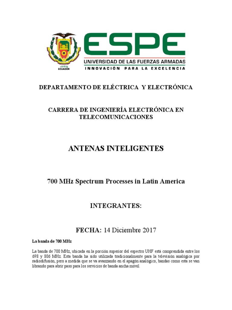 Banda 700 MHZ | PDF | Lte (Telecomunicaciones) | Ingenieria Eléctrica