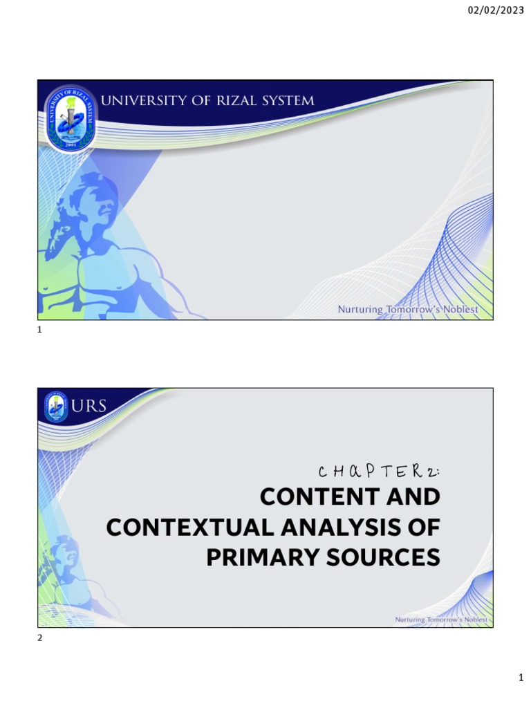 Chapter 2 Content and Contextual Analysis of Primary Sources Lesson 1 ...