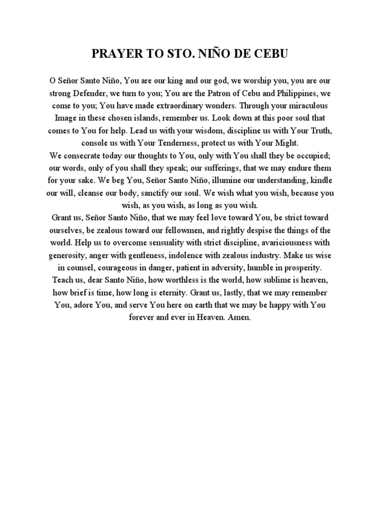 Prayer To Sto. Nino | PDF