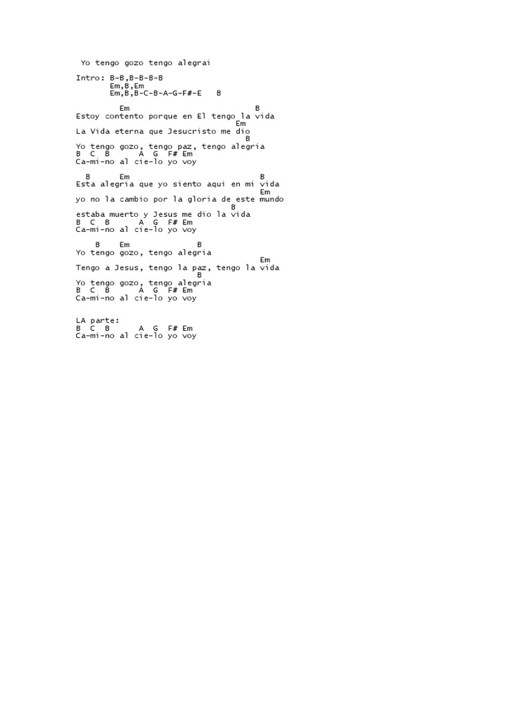 Letra y acordes: "Yo Tengo Gozo" | PDF