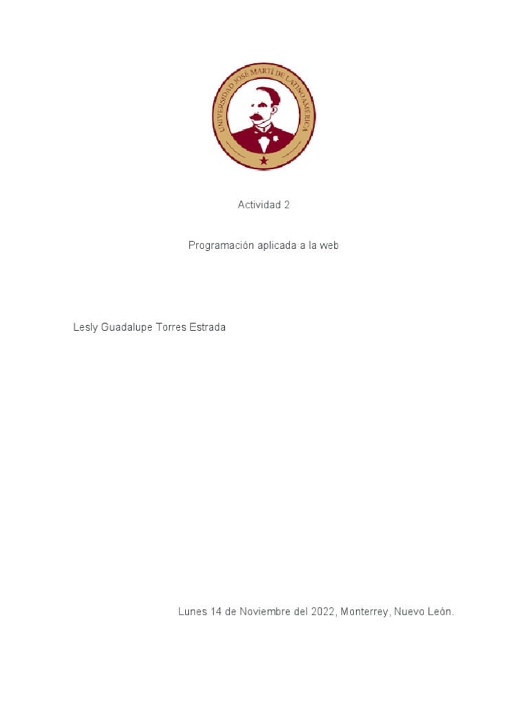 Actividad 2 - Programacion Aplicada A La Web | PDF | Redes | Internet y web