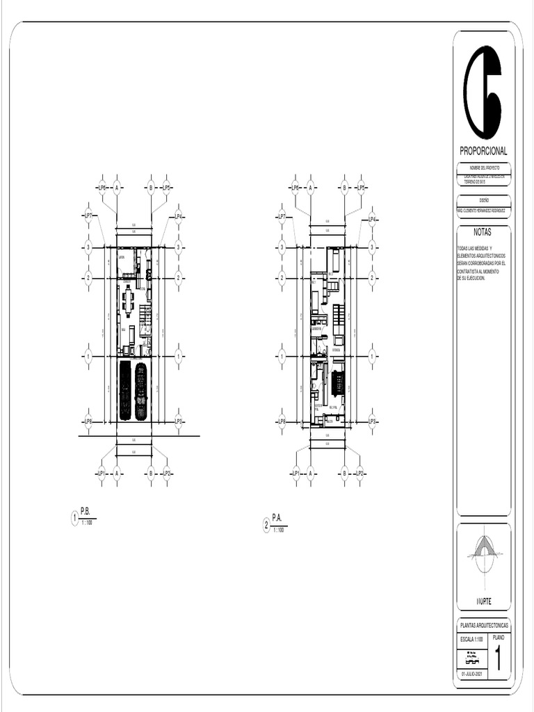 Casa de 6x15 de 2 Niveles Proporcional | PDF