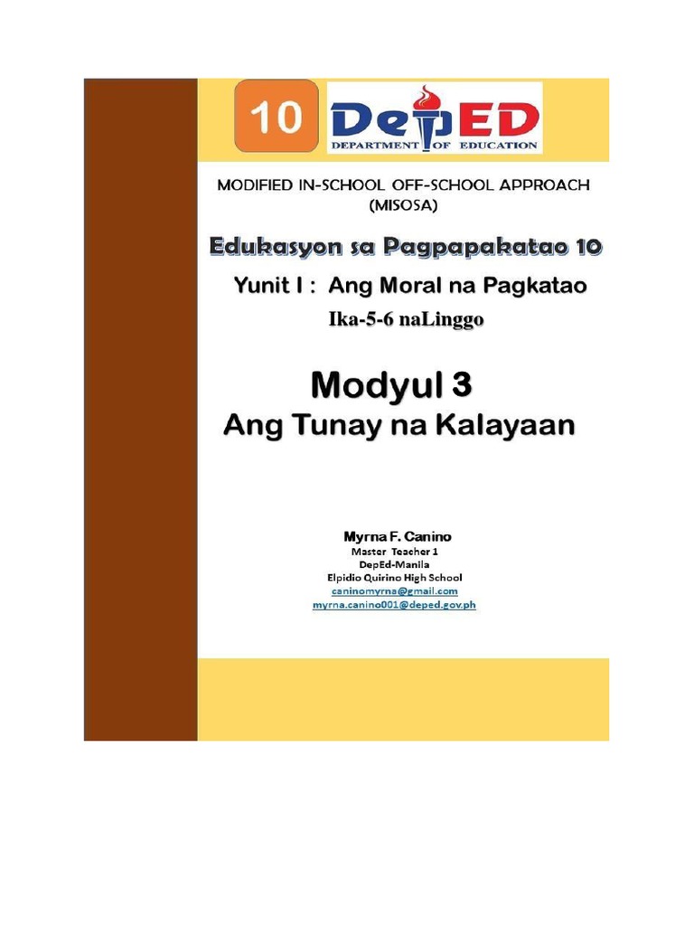 EsP 10 Q1 W5-W6 Mod3 Ang Tunay Na Kalayaan | PDF EsP 10 Q1 W5-W6 Mod3 Ang Tunay Na Kalayaan | PDF