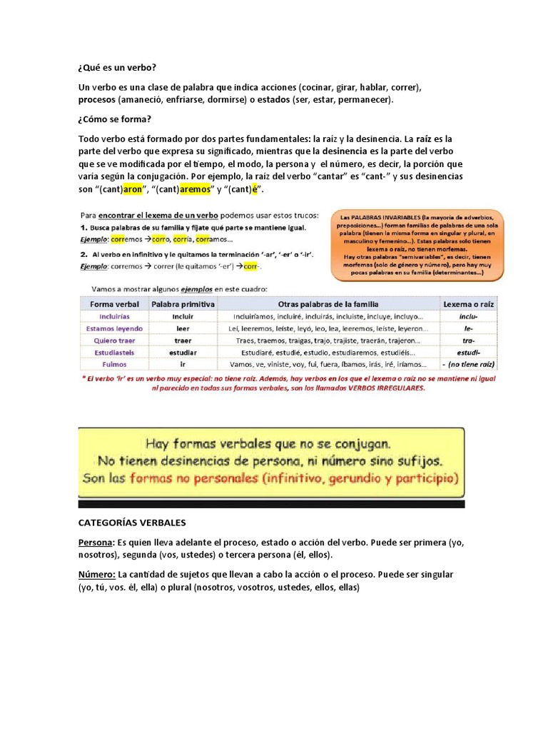 El Verbo | PDF | Verbo | Numero Gramatical