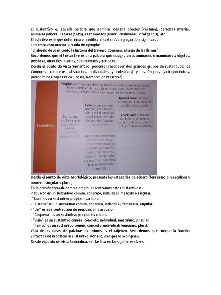 El Sustantivo | PDF | Sustantivo | Palabra