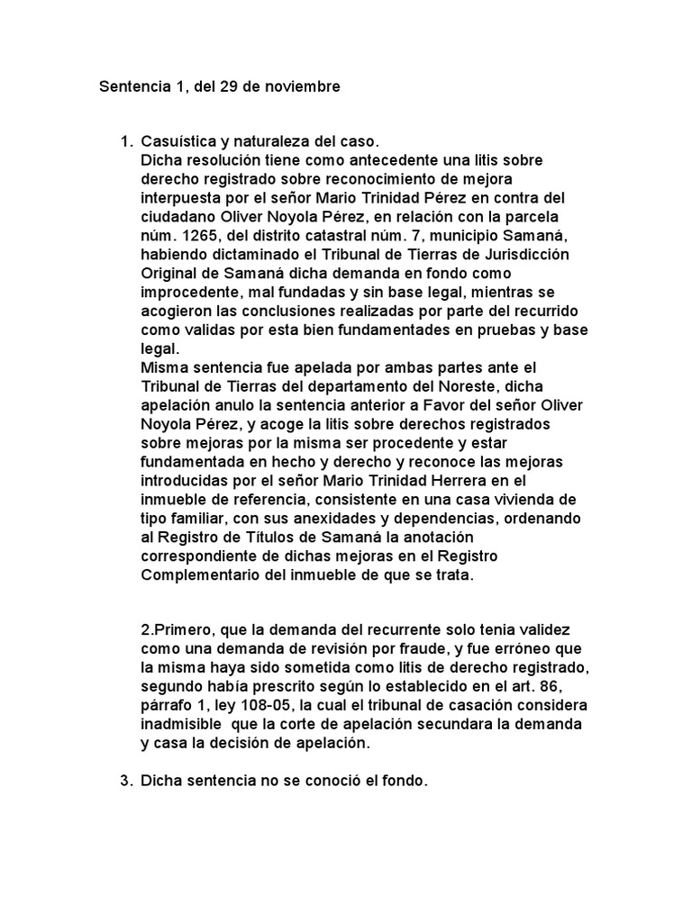 Resolución Que Declara Inadmisible Una Litis Por Prescripción De La