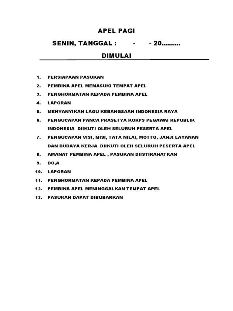 Susunan Acara Apel Pagi | PDF
