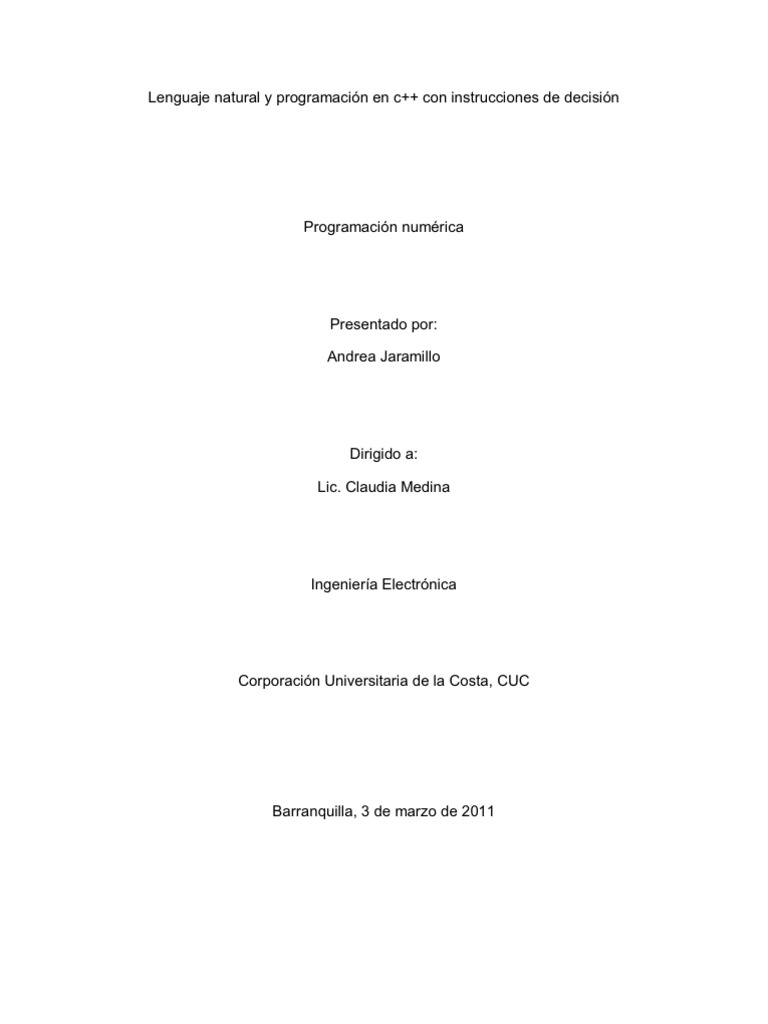 Lenguaje Natural y Programación en C++ Con Instrucciones de Decisión | PDF