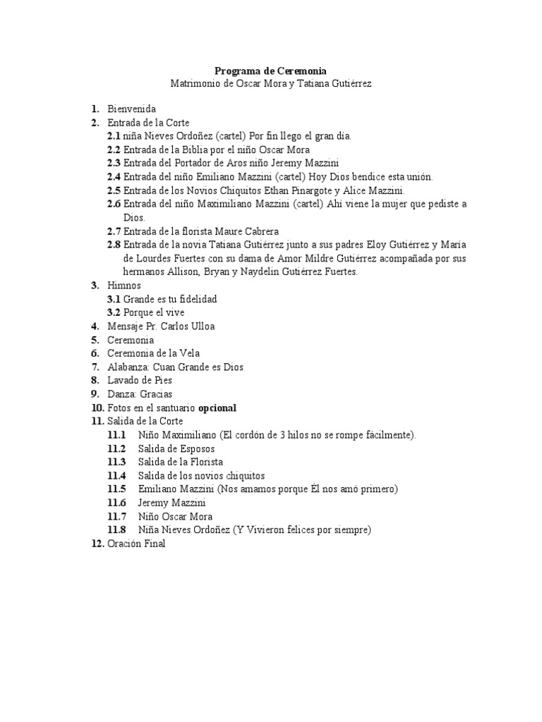 Programa de Ceremonia | PDF