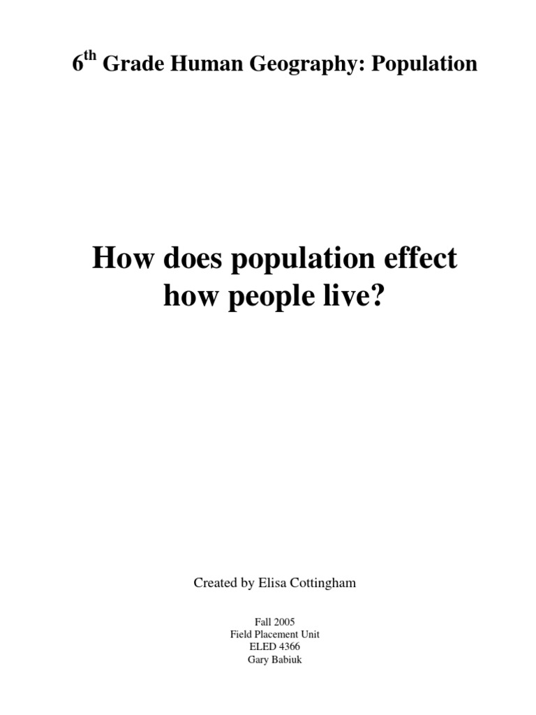 Unit Plan - Population | PDF | Teachers | Understanding