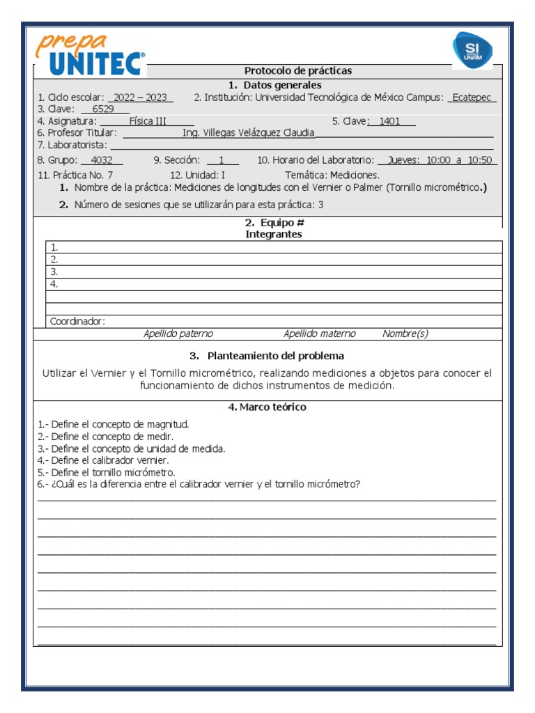 Protocolo Práctica 7 Mediciones | Descargar gratis PDF | Medición | Science