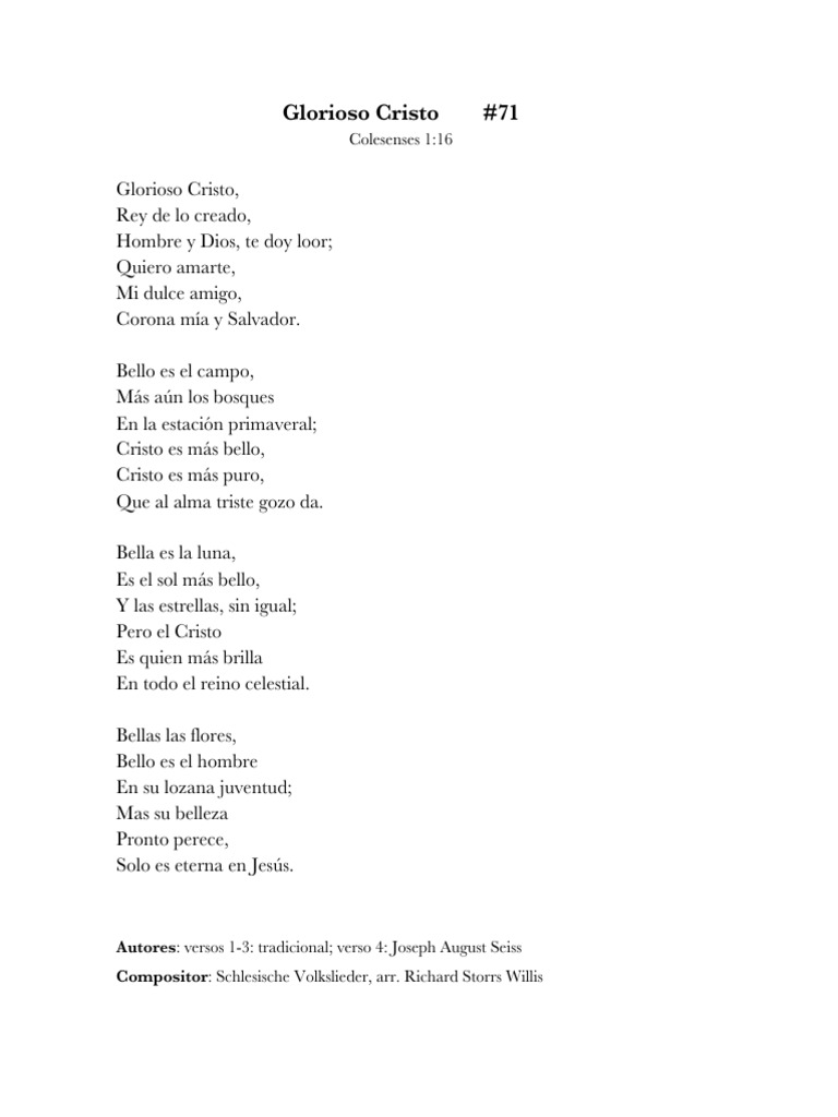 Glorioso Cristo Letra | PDF
