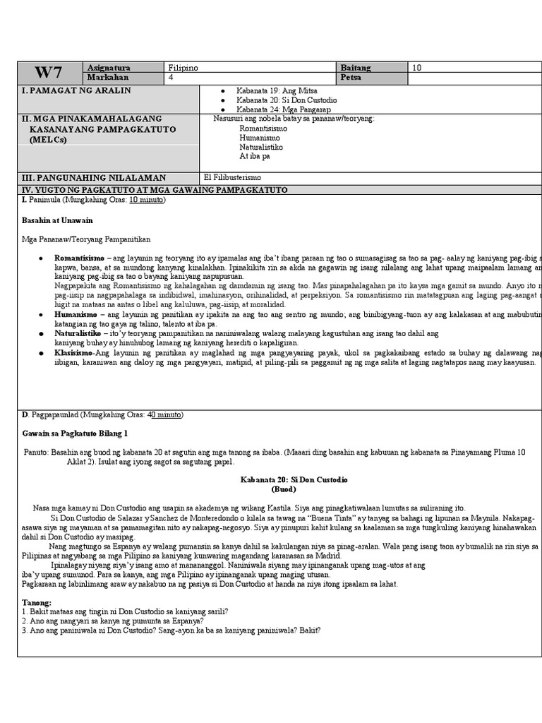 Q4 Filipino 10 Week7 | PDF