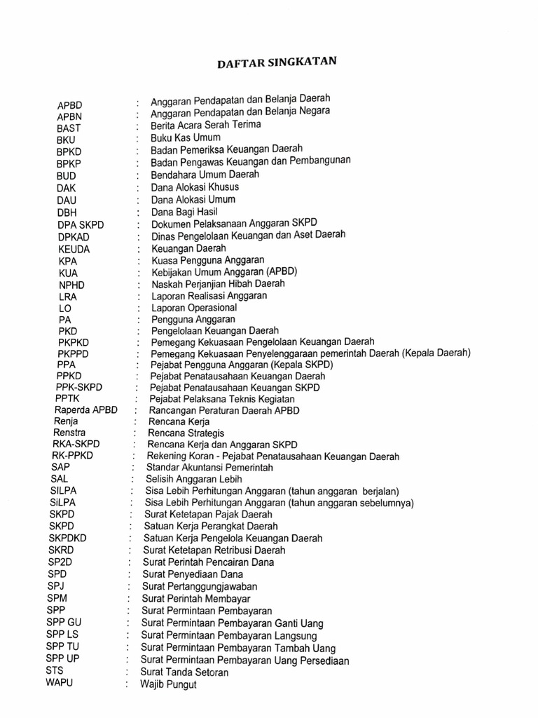 Daftar Singkatan Atau Istilah Pada PALIP | PDF