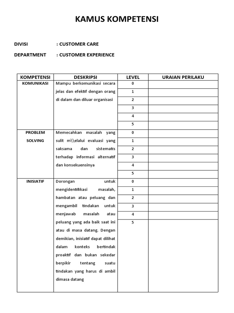 Kamus Kompetensi | PDF | Karier & Perkembangan