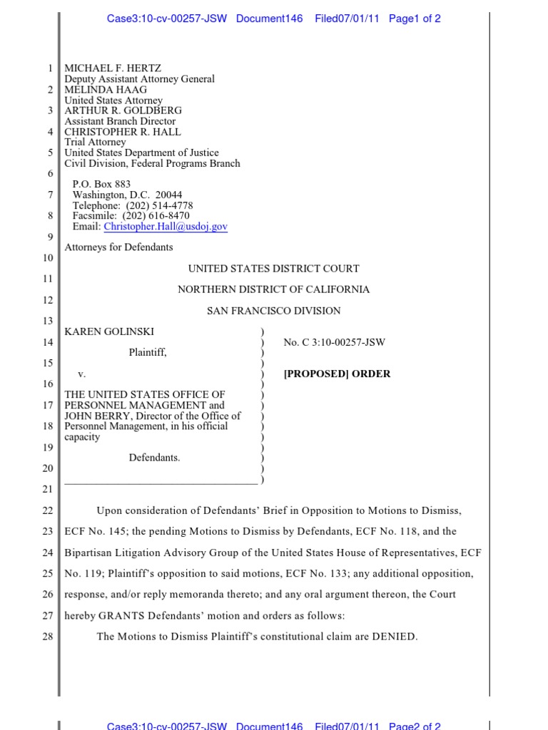 Christopher - Hall@usdoj - Gov: (Proposed) Order | PDF