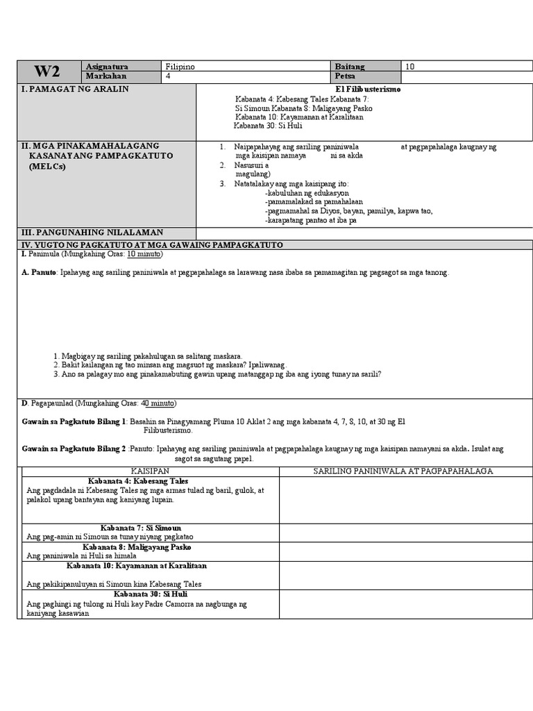 Q4 Filipino 10 Week2 | PDF