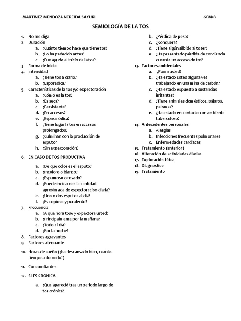 Semiologia de la Tos | PDF | Tos | Medicina
