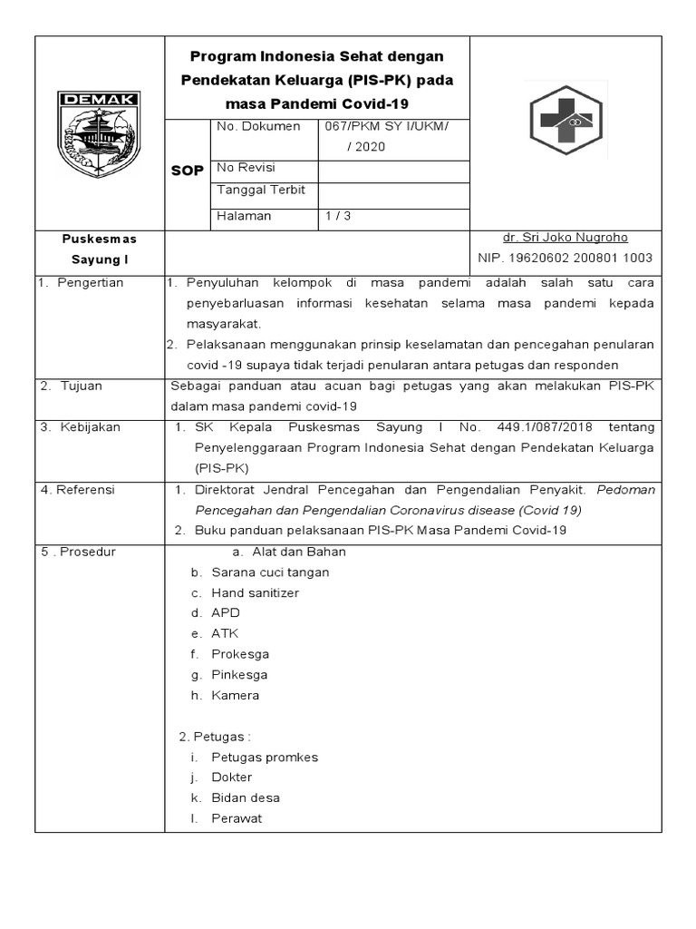 SOP PIS-PK Masa Pandemi | PDF | Sains & Matematika