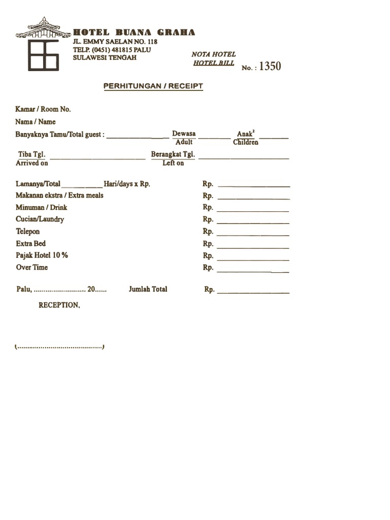 Nota Hotel Palu | PDF