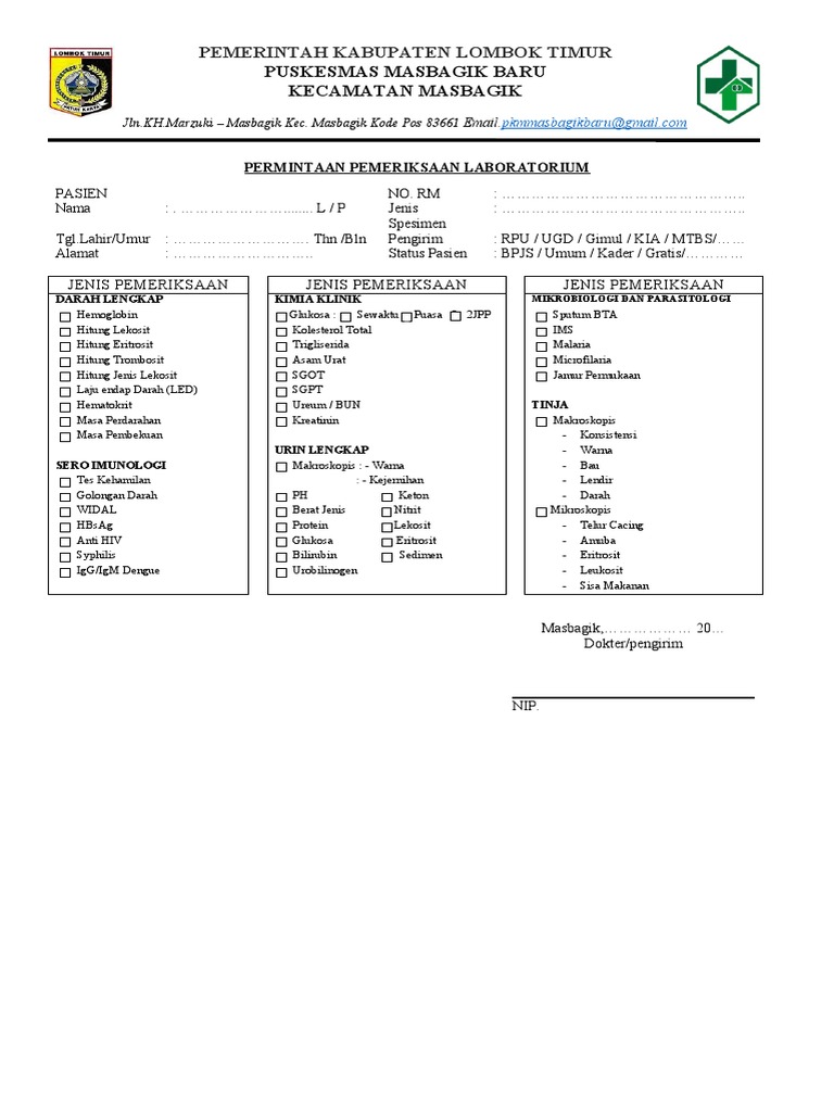 Blanko Permintaan Lab & Hasil Bumil | PDF