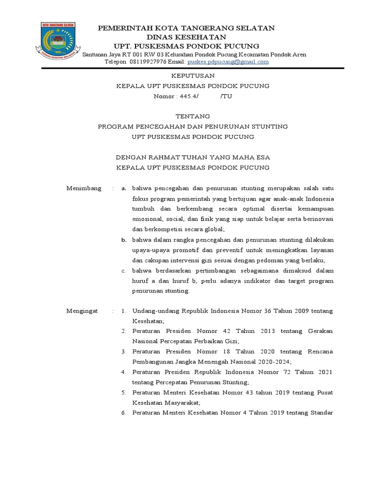 SK Program Pencegahan Dan Penurunan Stunting | PDF
