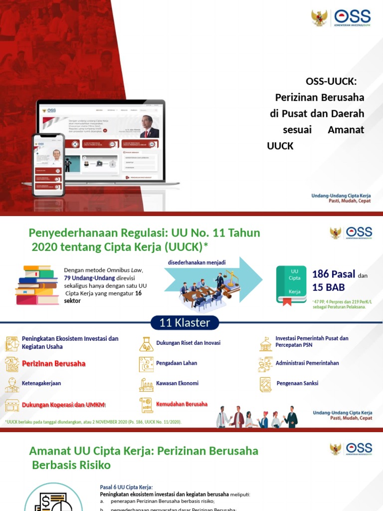 Bahan Materi Sosialisasi PP 5 Tahun 2021 Dan OSS RBA Perizinan Berusaha | PDF