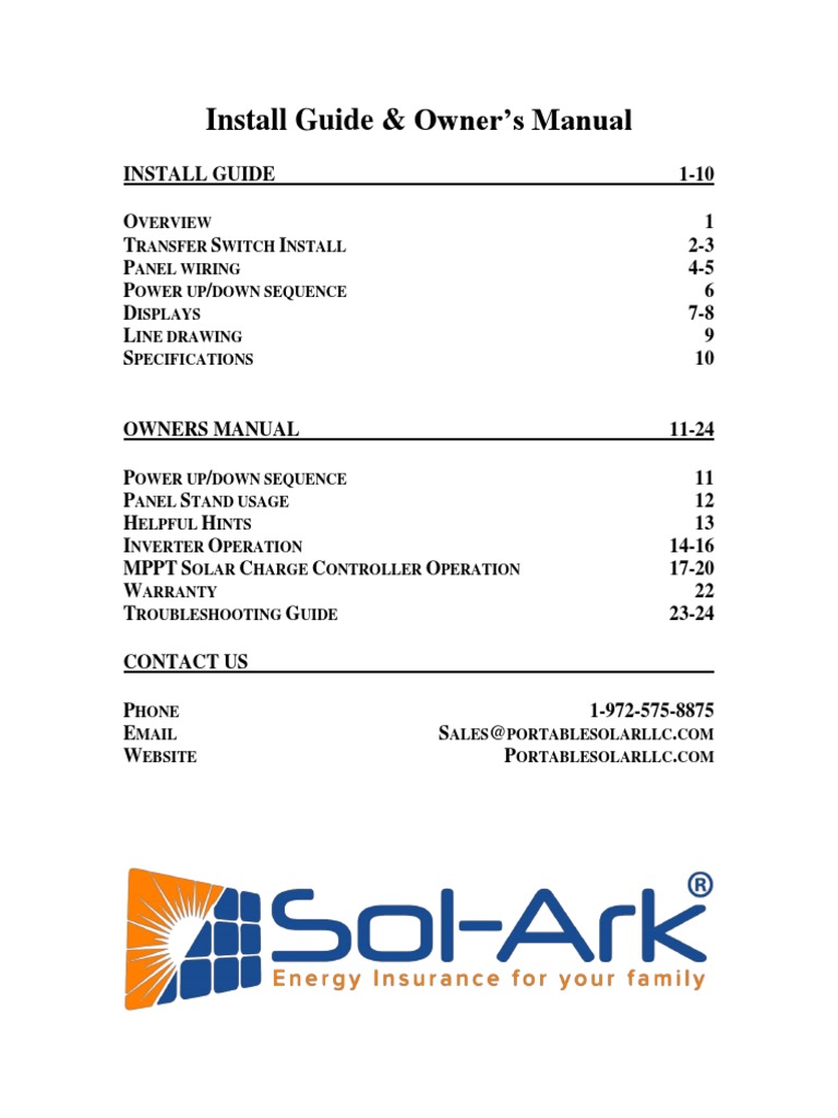 Sol-Ark 3K Manual | PDF | Battery Charger | Power Inverter