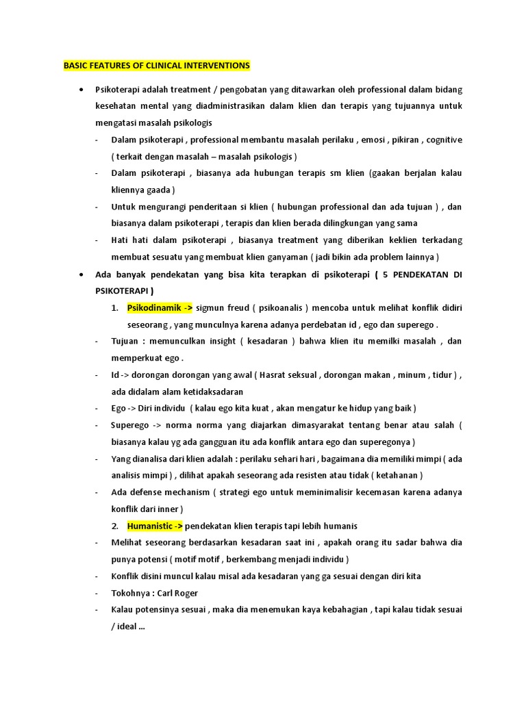 Basic Features of Clinical Interventions | PDF