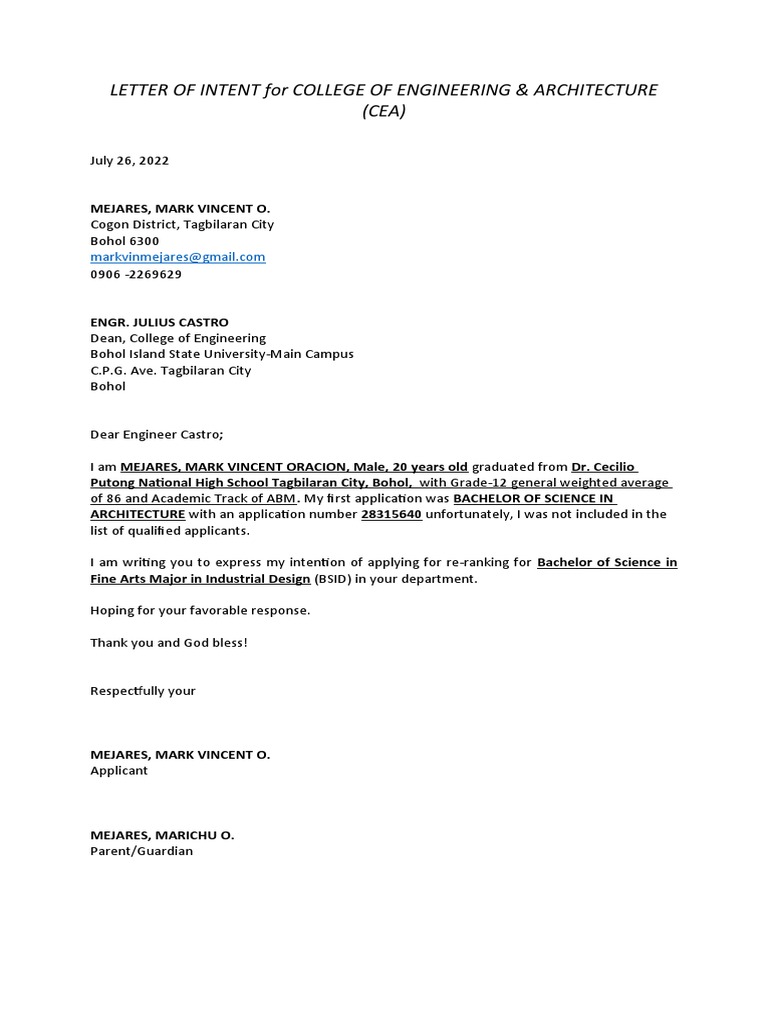 Sample Letter of Intent | PDF