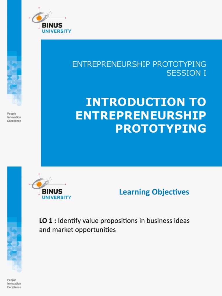 Entrepreneurship Prototyping Intro | PDF | Prototype | Entrepreneurship