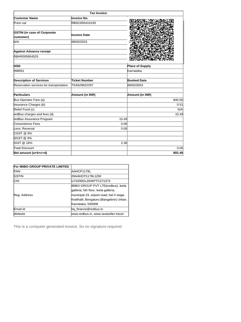 GST Tax Invoice | PDF | Service Industries | Government Finances