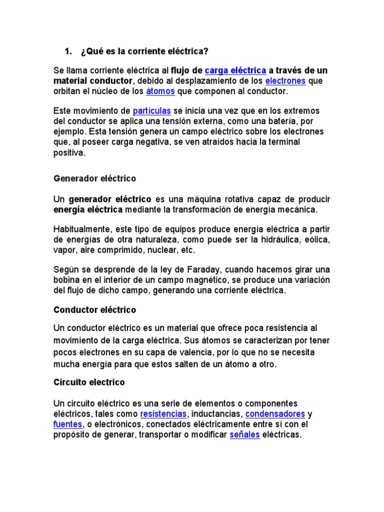 Definición y Tipos de Corriente Eléctrica | PDF | Corriente eléctrica ...