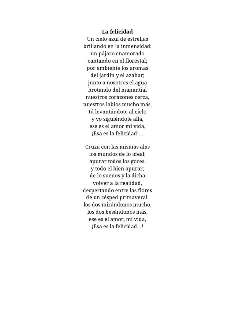 La Felicidad Poema | PDF