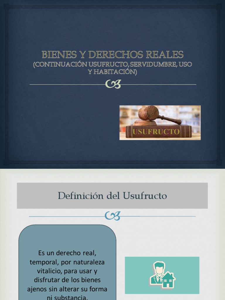 Derechos Reales Usufructo Servidumbre Uso y Habitacion | PDF ...