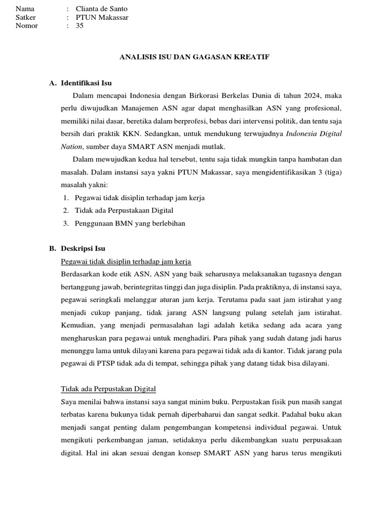Analisis Gagasan Isu Dan Ide Kreatif | PDF