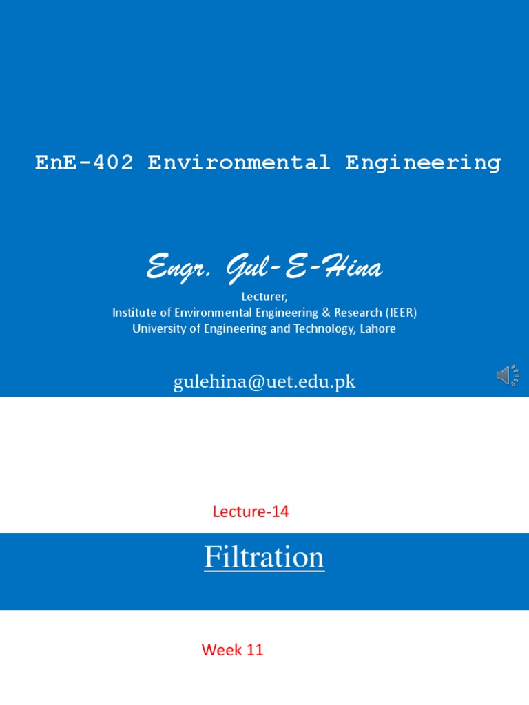 Lec 14 Filtration | PDF | Filtration | Water Management