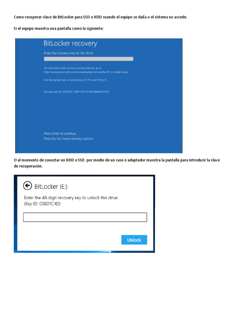 Recuperar BitLocker de Equipo Dañado | PDF
