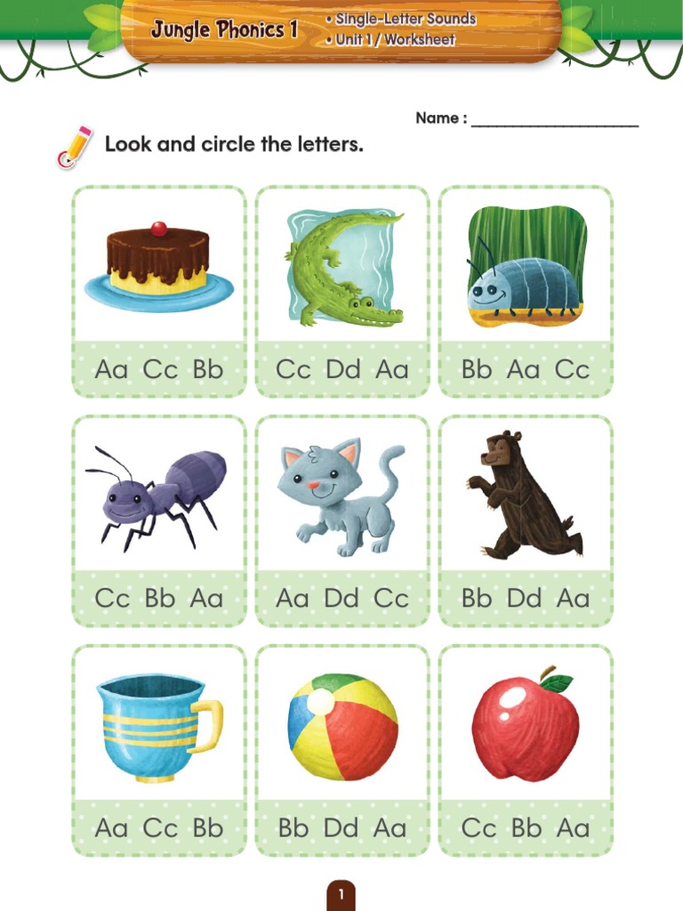 Jungle Phonics - 1 - Writing Worksheets | PDF | Linguistics