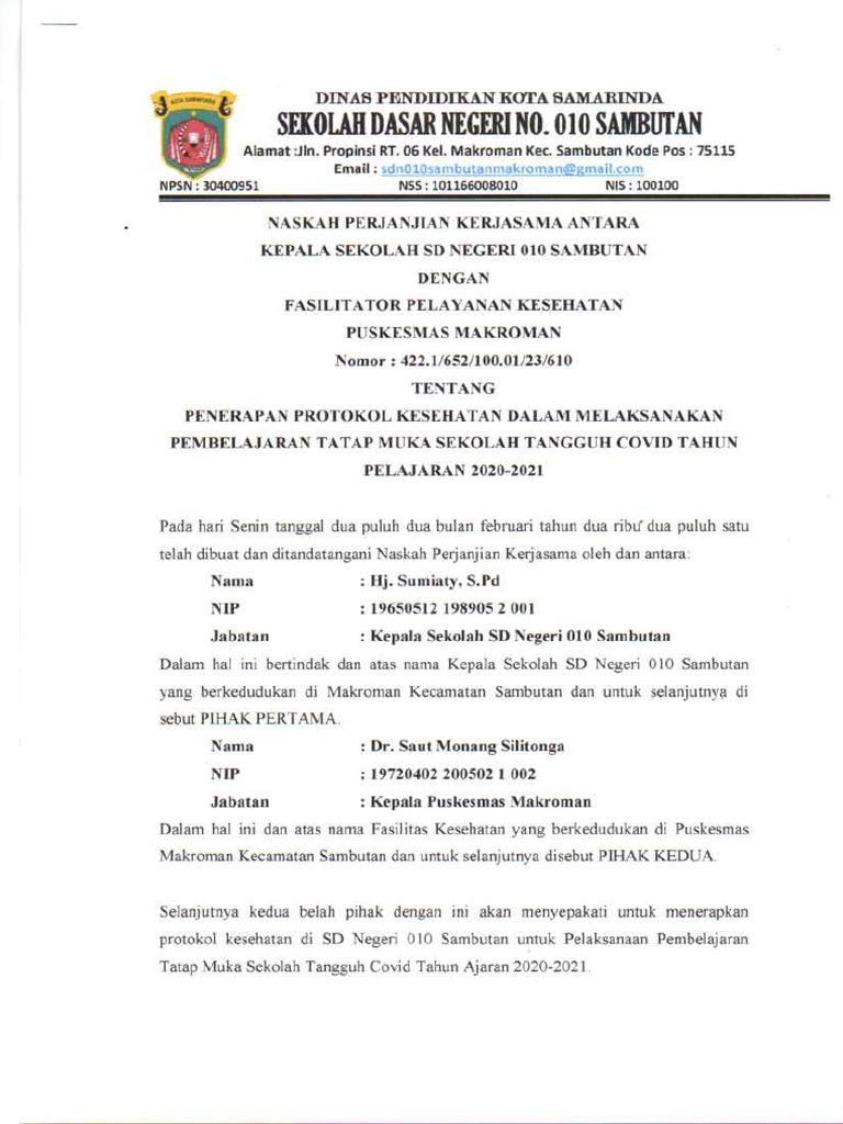 Mou SD 010 Sambutan | PDF