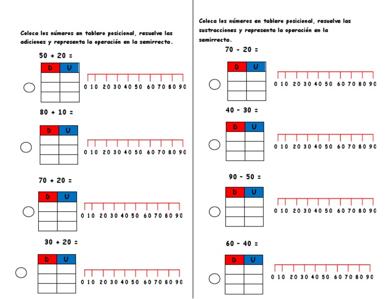 Adiciones y Sustracciones de Decenas Completas PDF | PDF