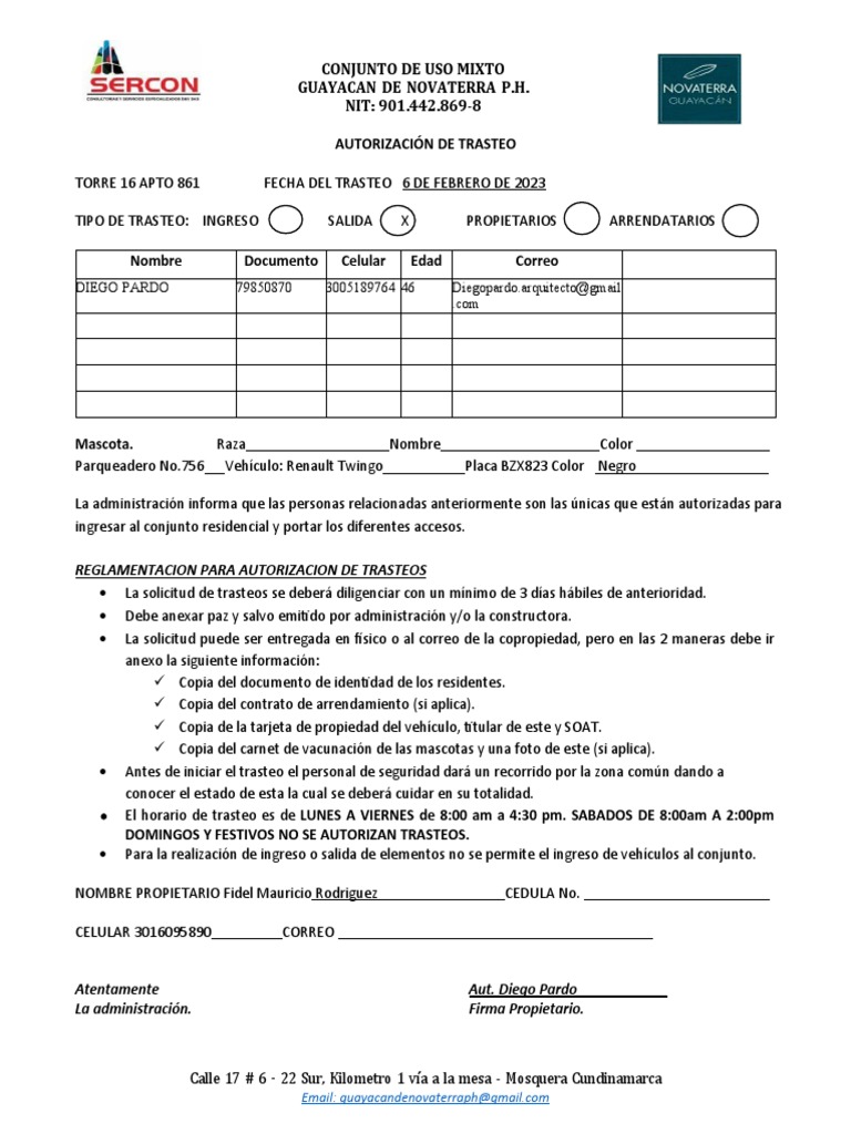 Formato Mudanza | PDF