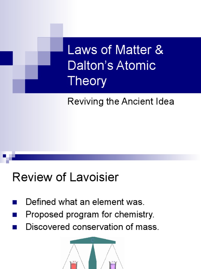 Laws of Matter and Daltons Atomic Theory | PDF | Chemical Substances ...