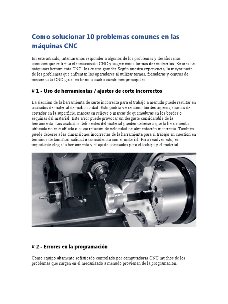 Como solucionar 10 problemas comunes en las máquinas CNC | PDF | Control numerico | Mecanizado