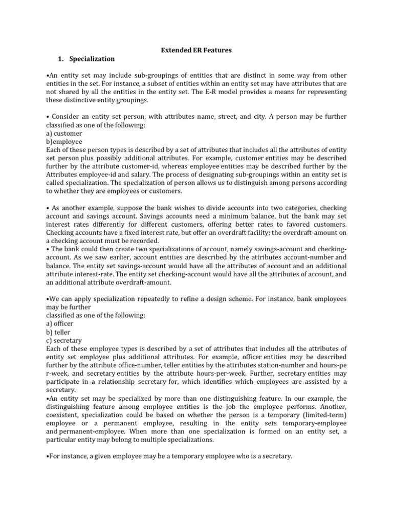 Extended Er Features Pdf Transaction Account Conceptual Model