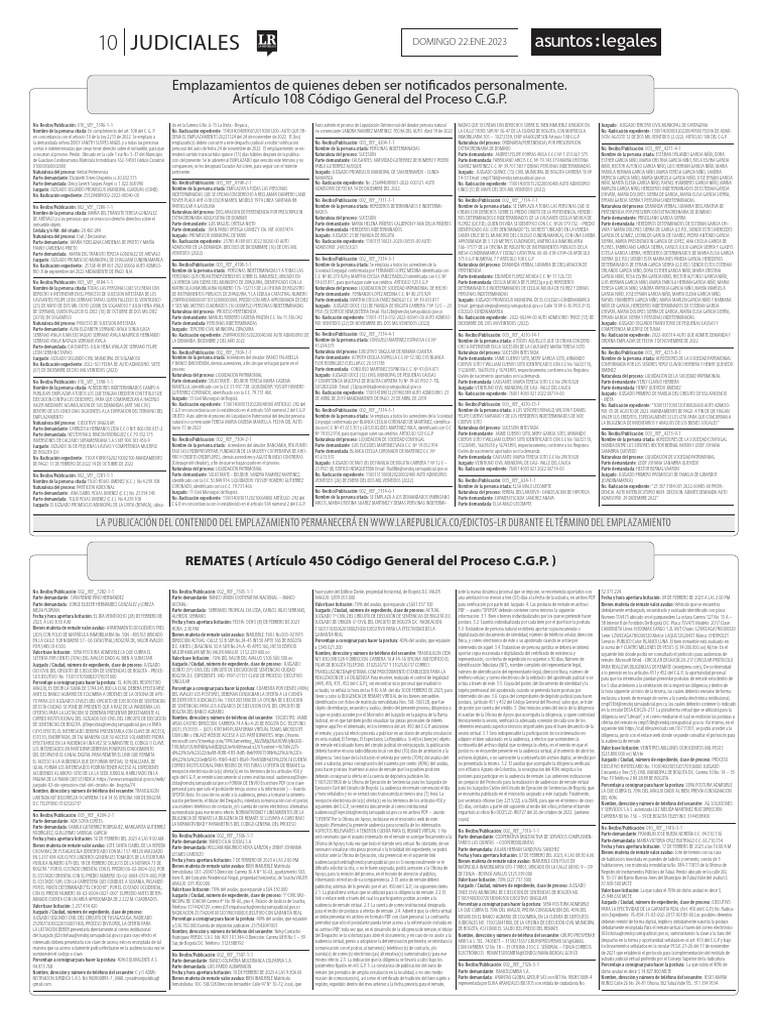 Emplazamientos judiciales para notificar personalmente a demandados y ...