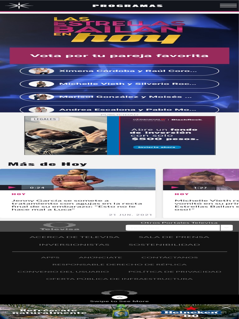 ¡Vota Ya! Las Estrellas Bailan en Hoy Hoy Las Estrellas TV | PDF