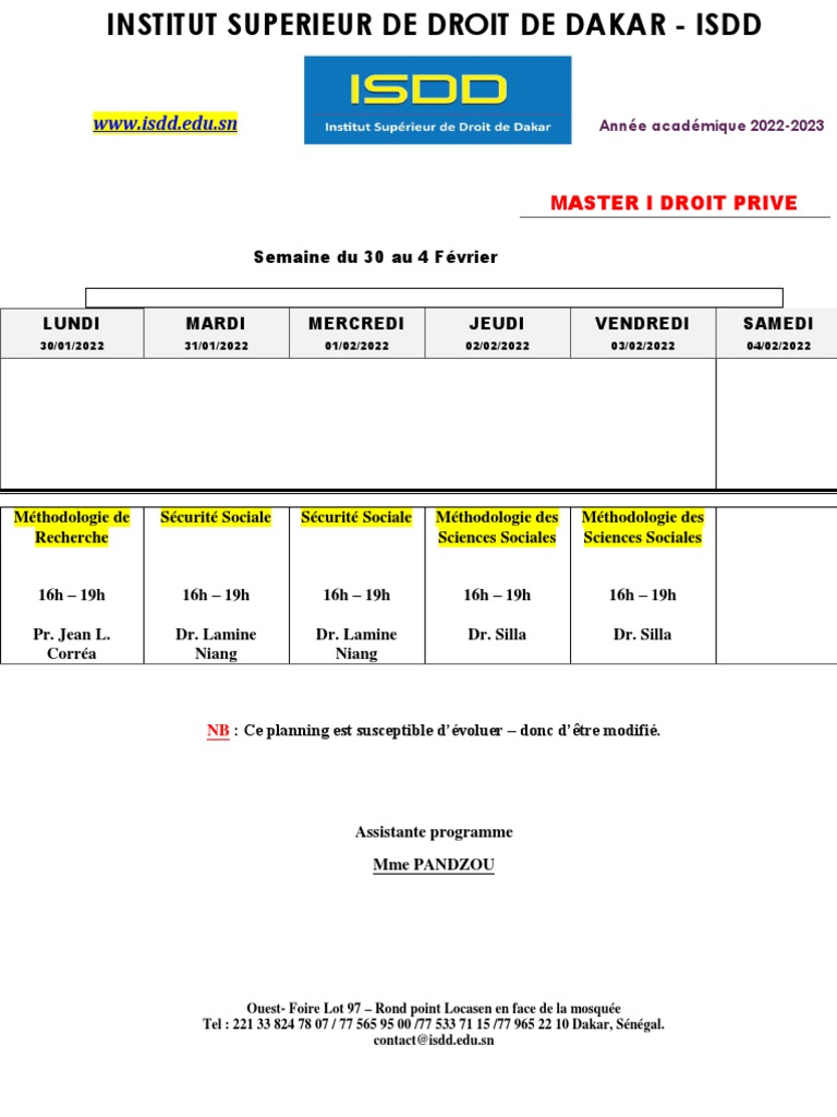 WWW - Isdd.edu - SN: Master I Droit Prive | PDF